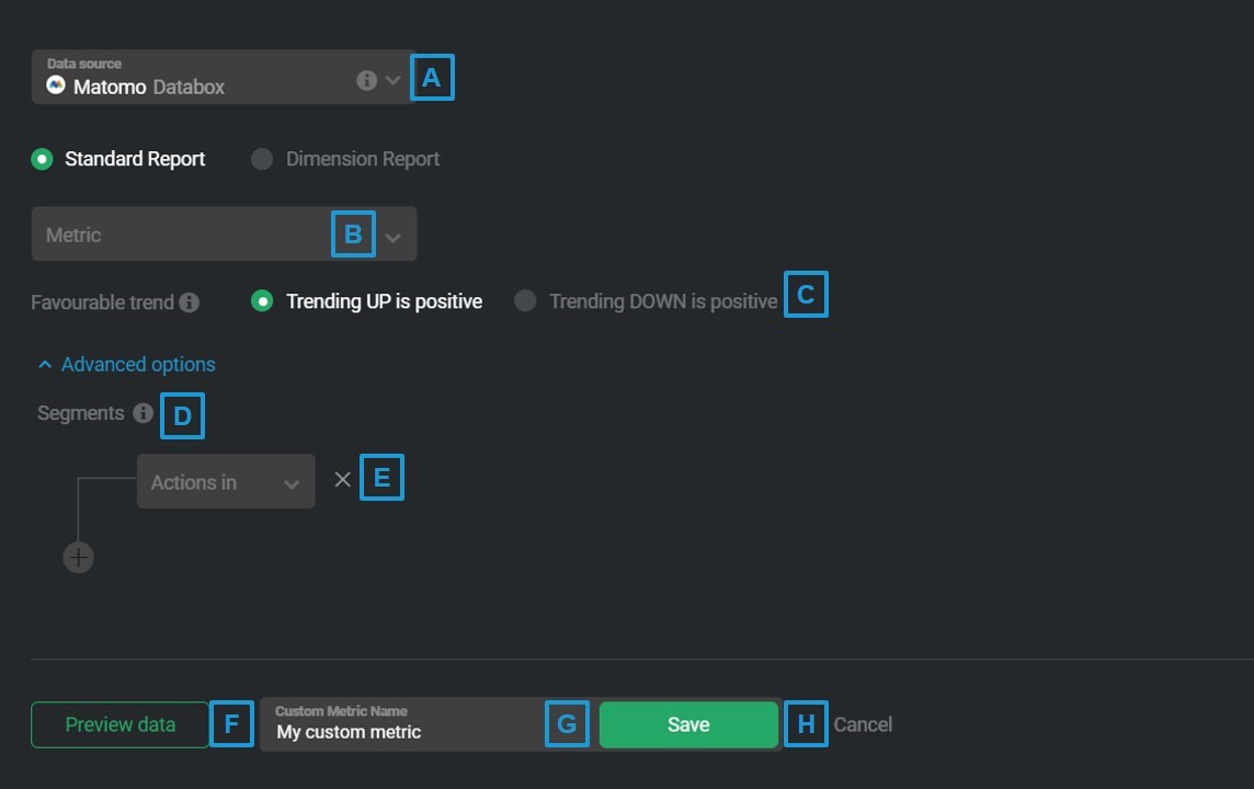 Overview: Metric Builder for Matomo (Standard Report)